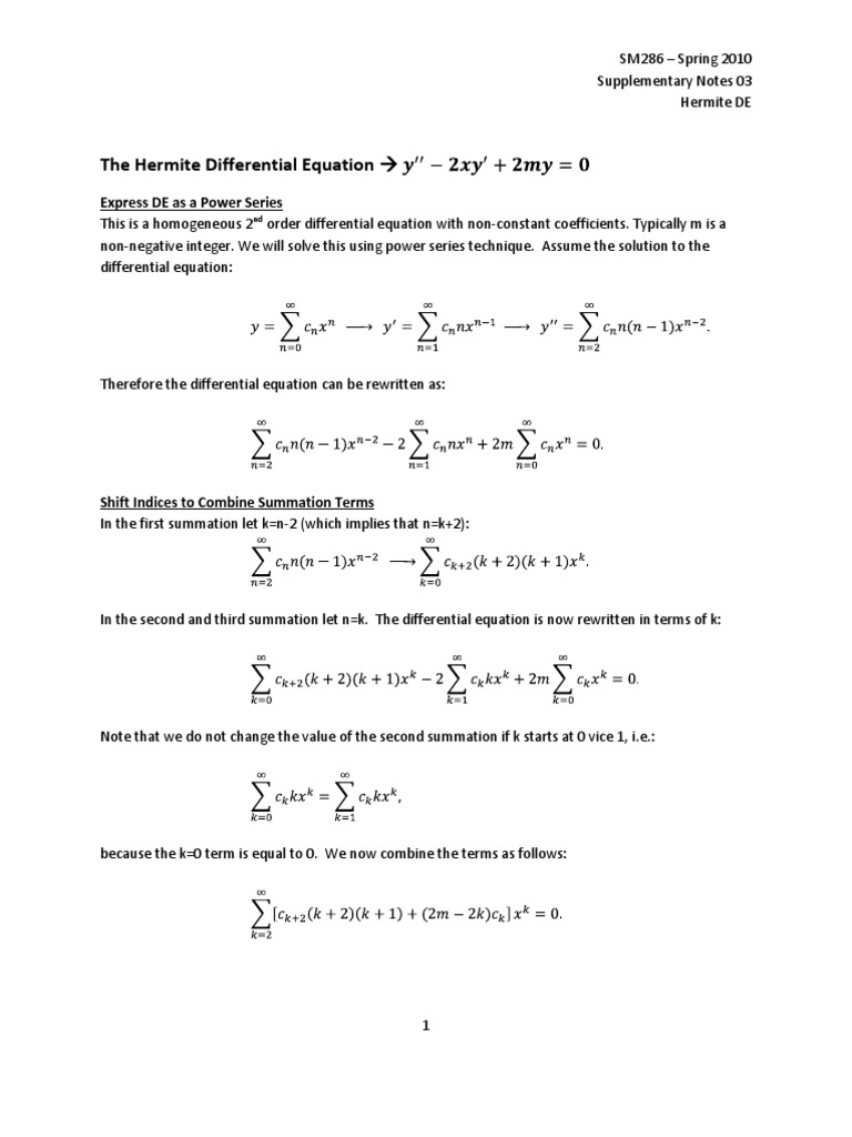 Hermite Differential Equation | PDF | Equations | Polynomial