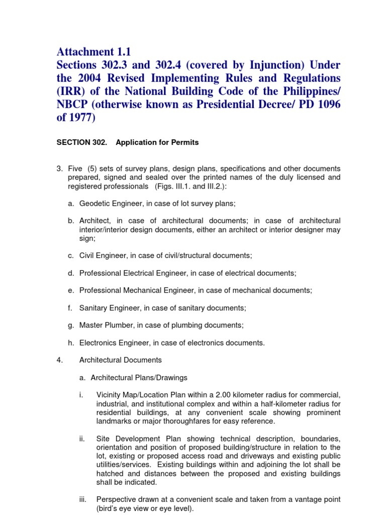 National Building Code Permit Requirements | PDF | Wall | Door