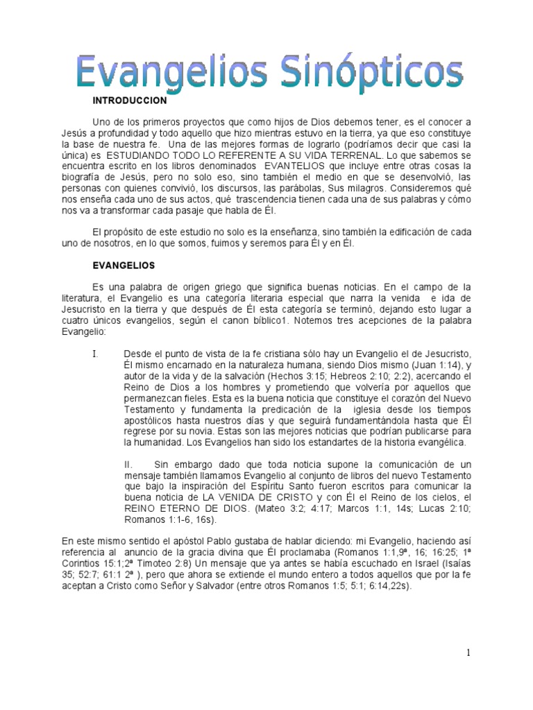 Evangelios Sinópticos | PDF | Evangelios | Evangelio De Lucas
