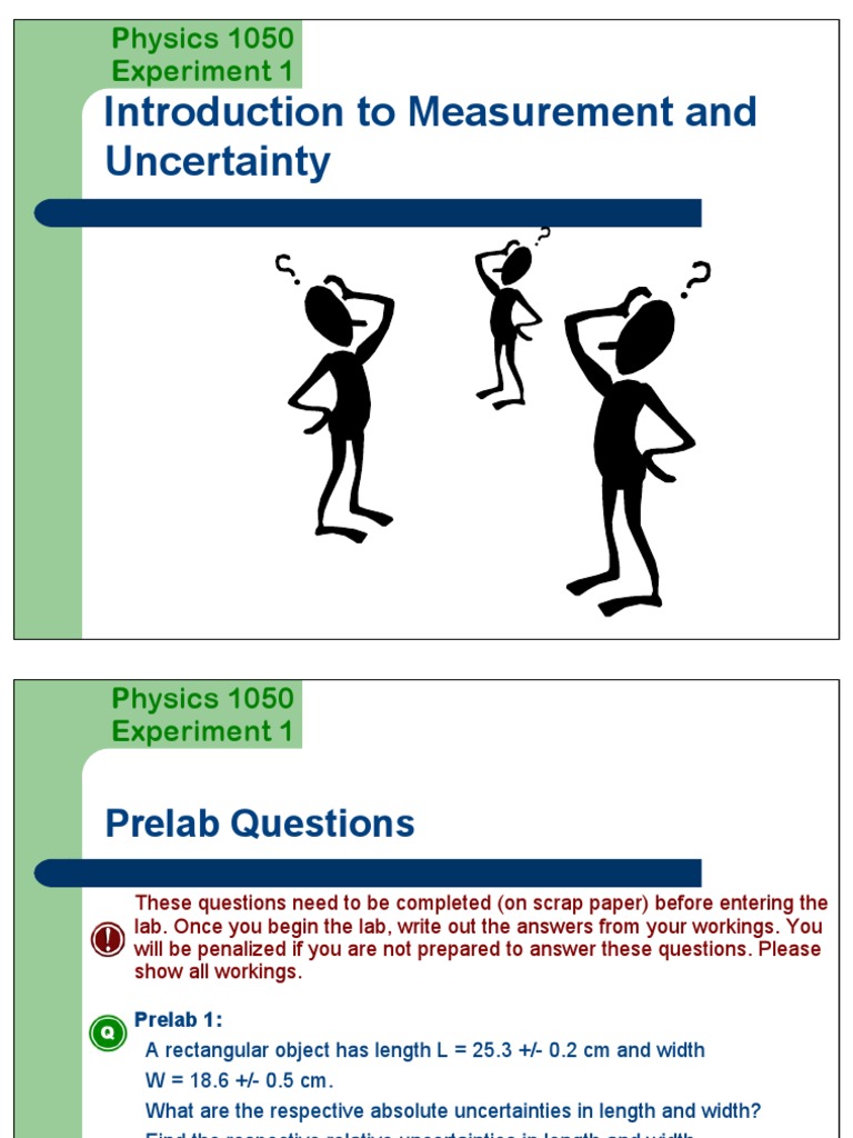 Experiment 1 | PDF | Uncertainty | Measurement