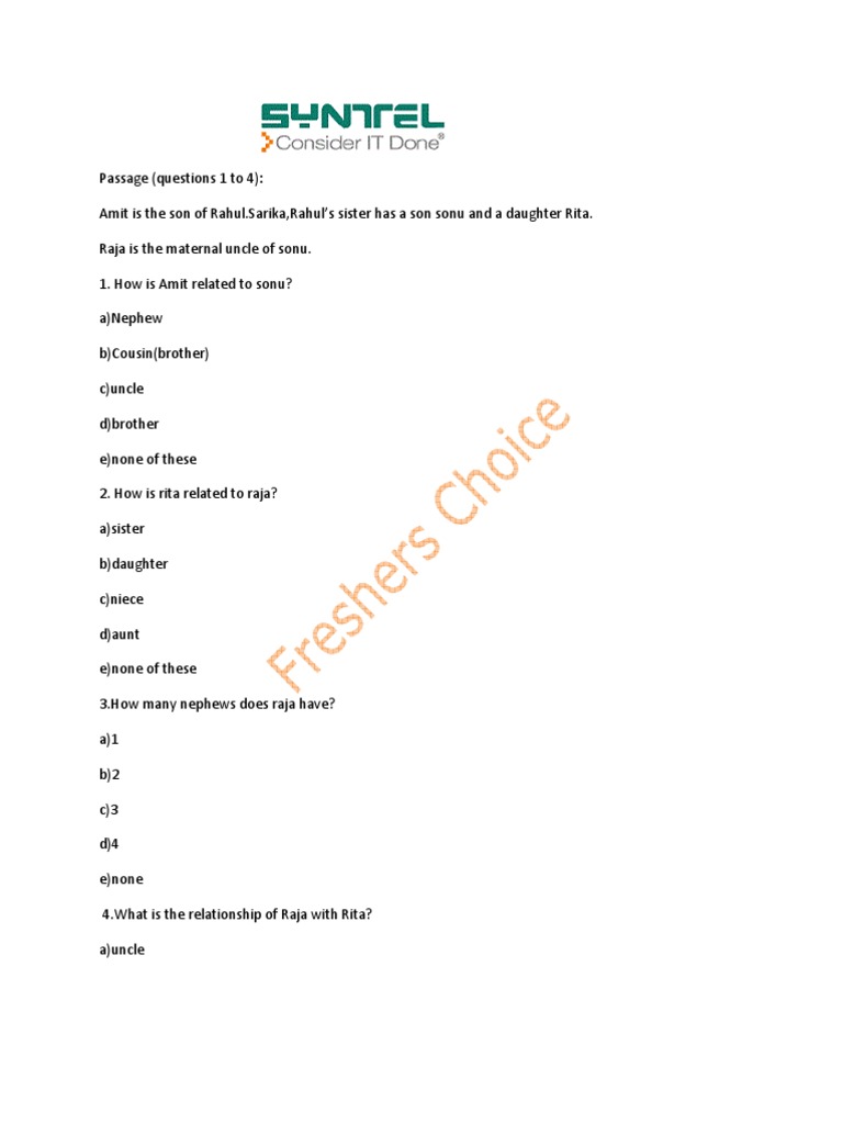 Syntel Placement Paper 1 - Freshers Choice | PDF | Teaching Mathematics