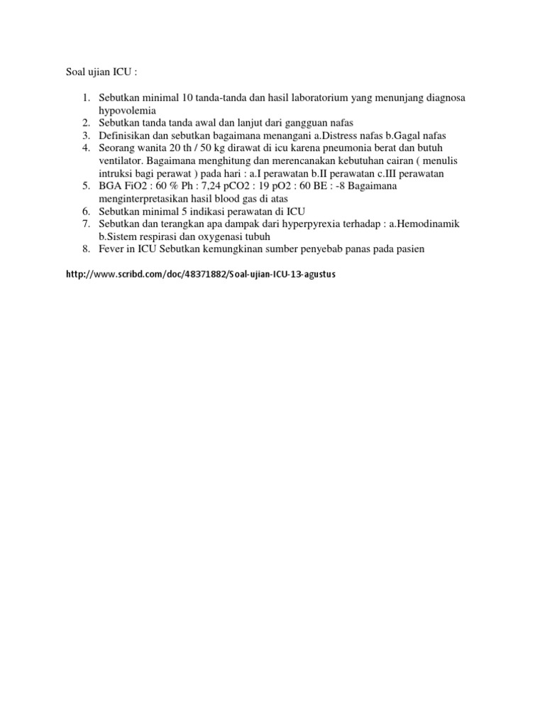 Soal Ujian ICU | PDF
