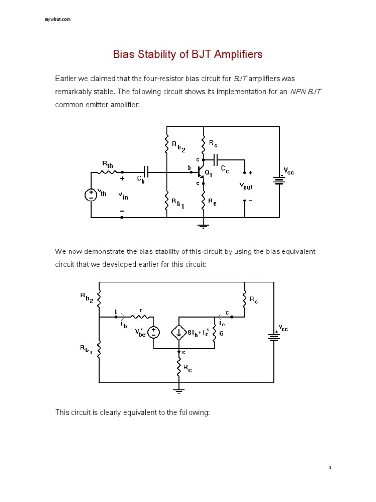 Bias Stability of BJT Amplifiers | PDF | Bipolar Junction Transistor ...
