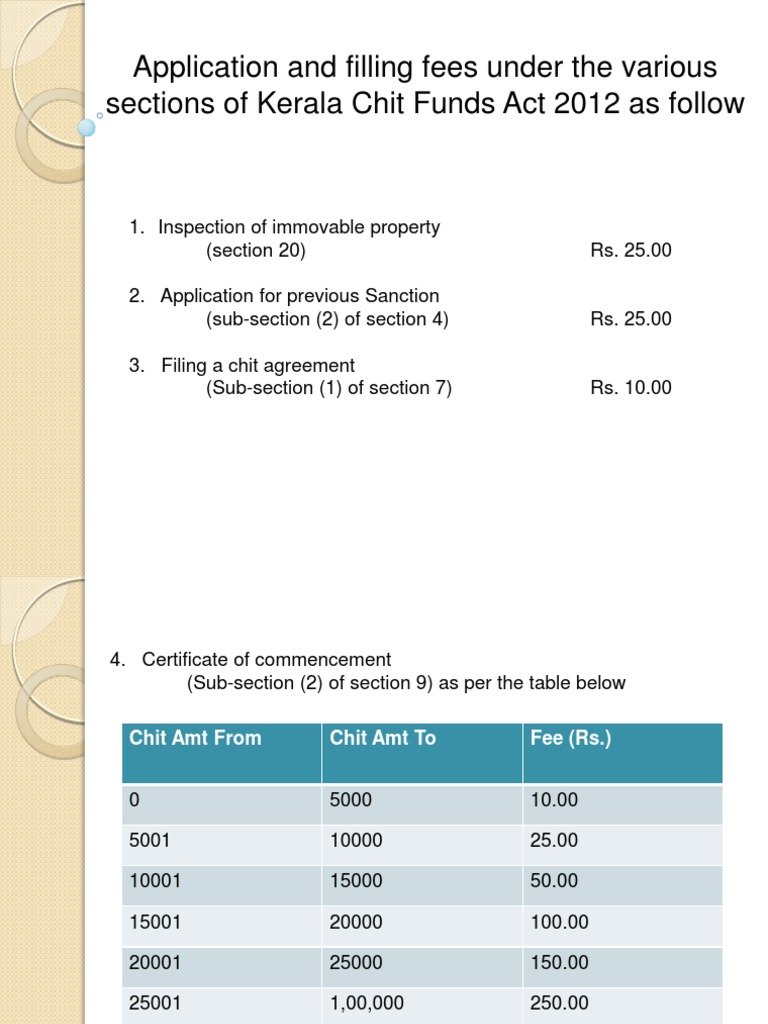 Fee Stucture Under New Chit Act | PDF | Finance & Money Management | Technology & Engineering