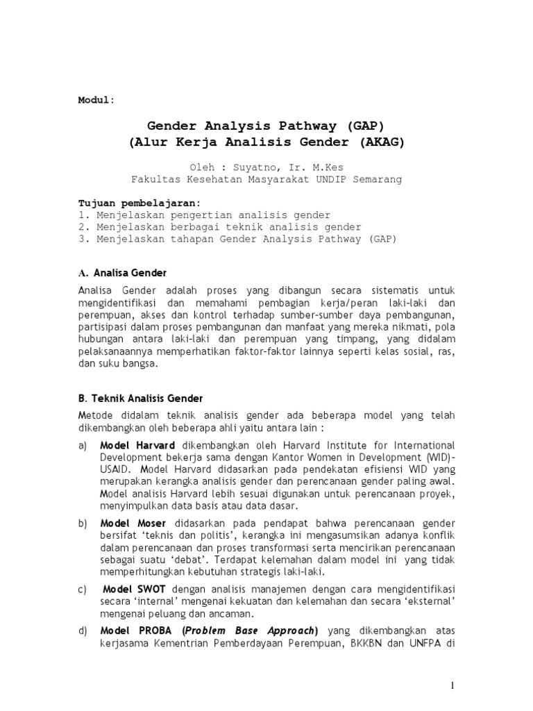 Analisis Gender: Model GAP dan Tekniknya | PDF