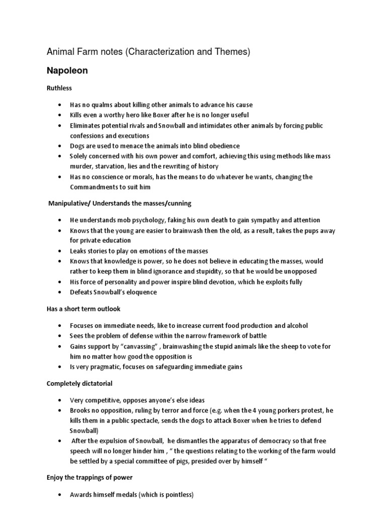 Animal Farm Notes | PDF | Philosophy | General Fiction