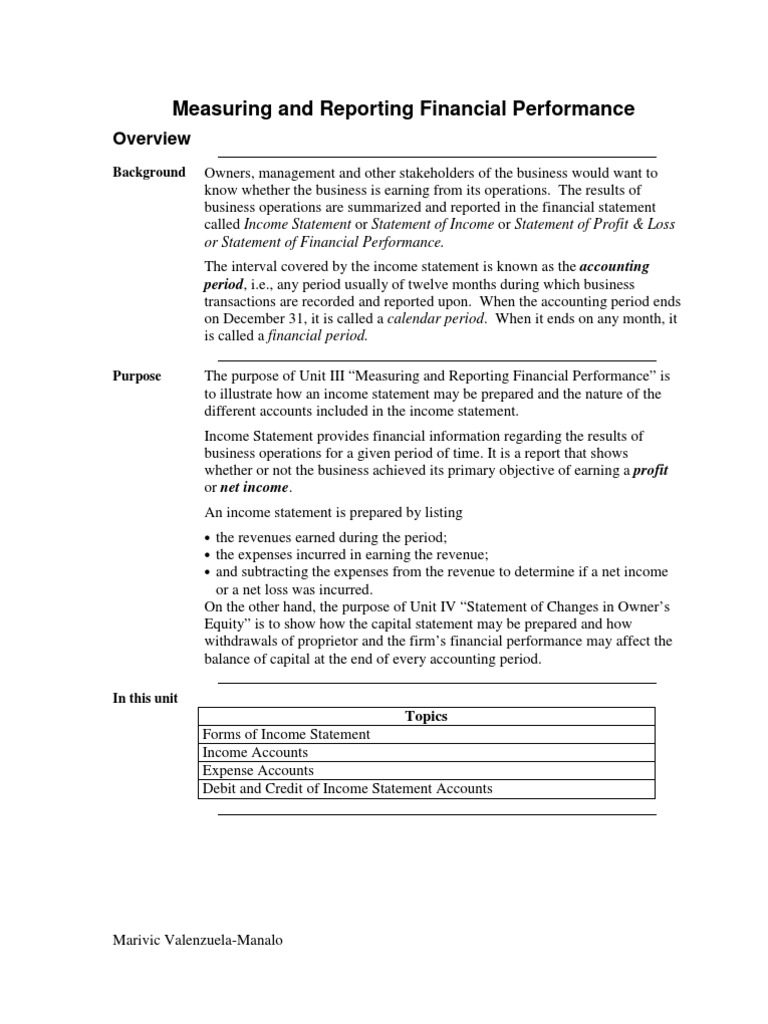 Measuring and Reporting Financial Performance | PDF | Debits And ...