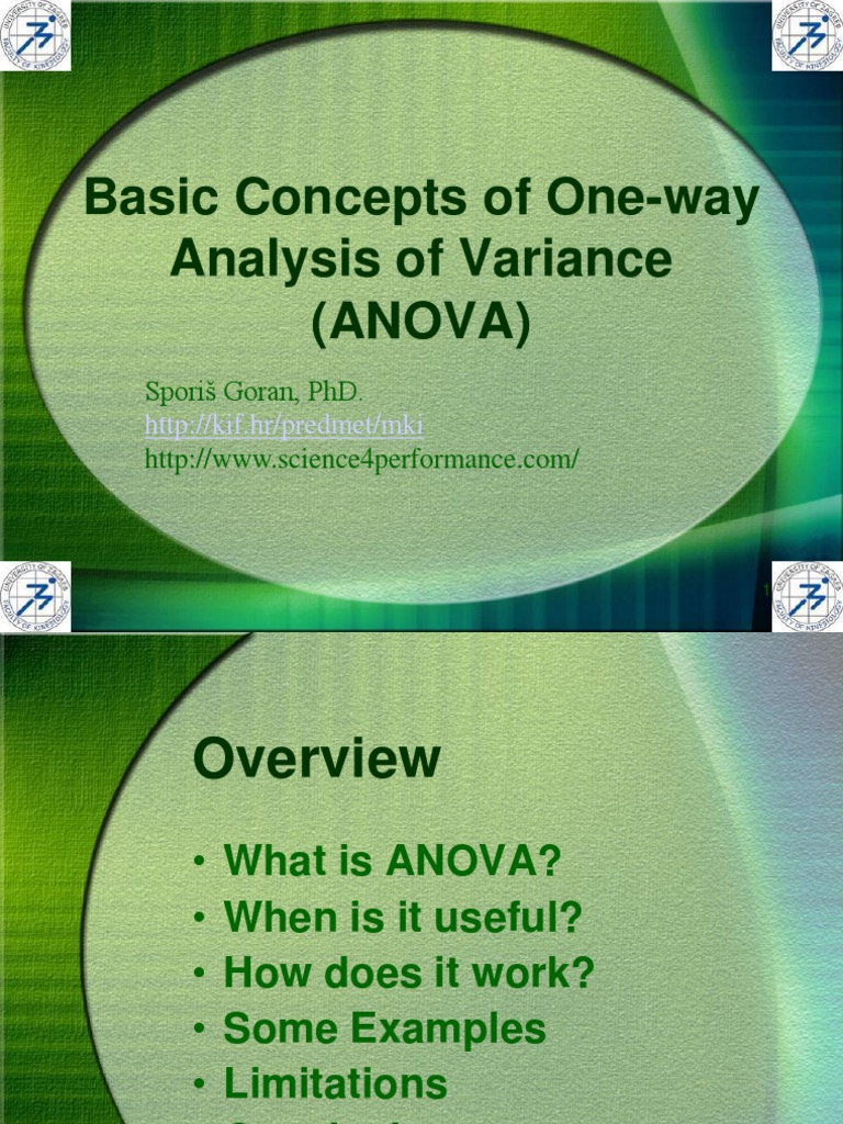 Basic Concepts of One Way Analysis of Variance (ANOVA) | PDF | Analysis Of Variance | Variance
