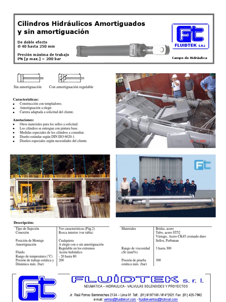 Fluidtek - Cilindro Hidráulico | PDF | Plomería | Ingeniería hidráulica