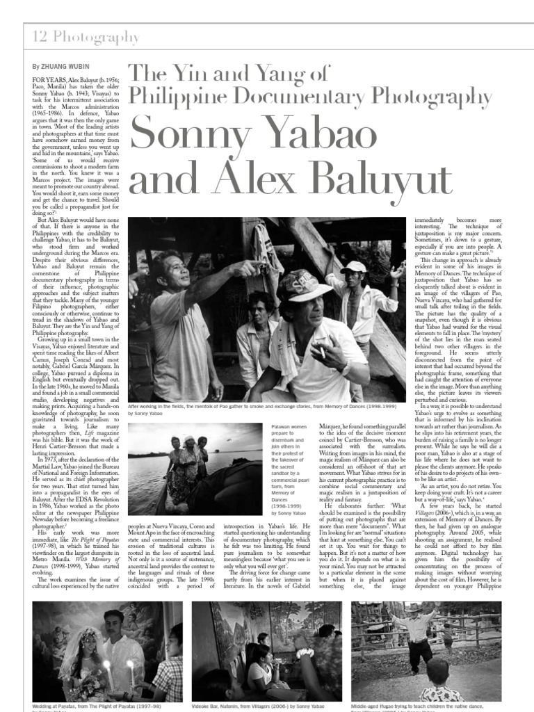 The Yin and Yang of Philippine Documentary Photography: Sonny Yabao and Alex Baluyut | PDF ...