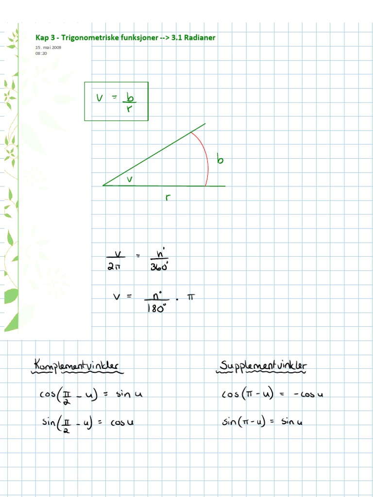 Kapittel 3, Trigonometriske Funksjoner, Sigma Matte R2, VG3 | PDF