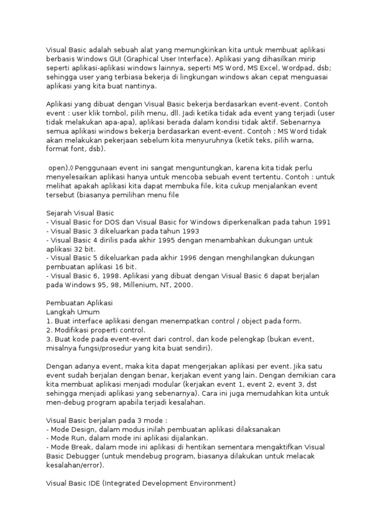 Belajar VB6 Dasar | PDF | Komputer