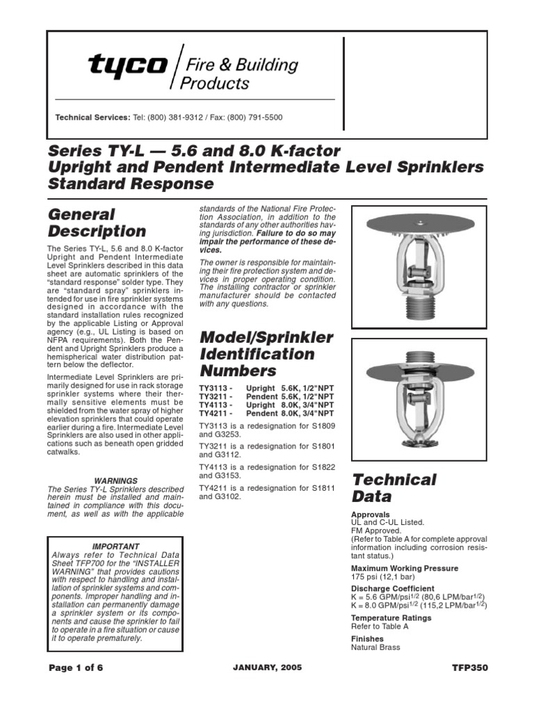 Upright and Pendent Intermediate Level Sprinkler | PDF | Fire Sprinkler ...
