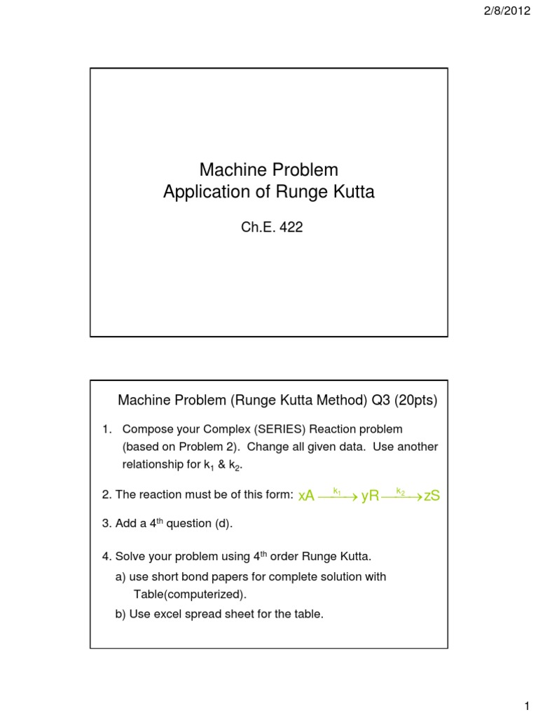 Machine Problem Runge Kutta Pdf