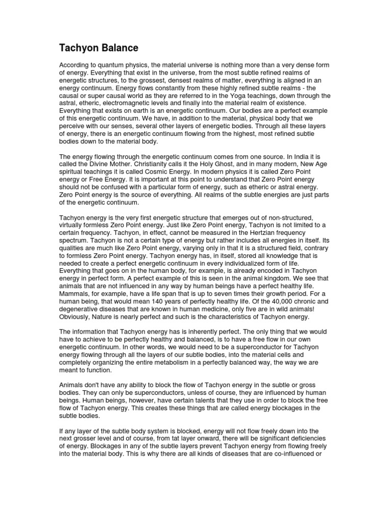 Tachyon Energy | PDF | Photon | Electromagnetic Spectrum