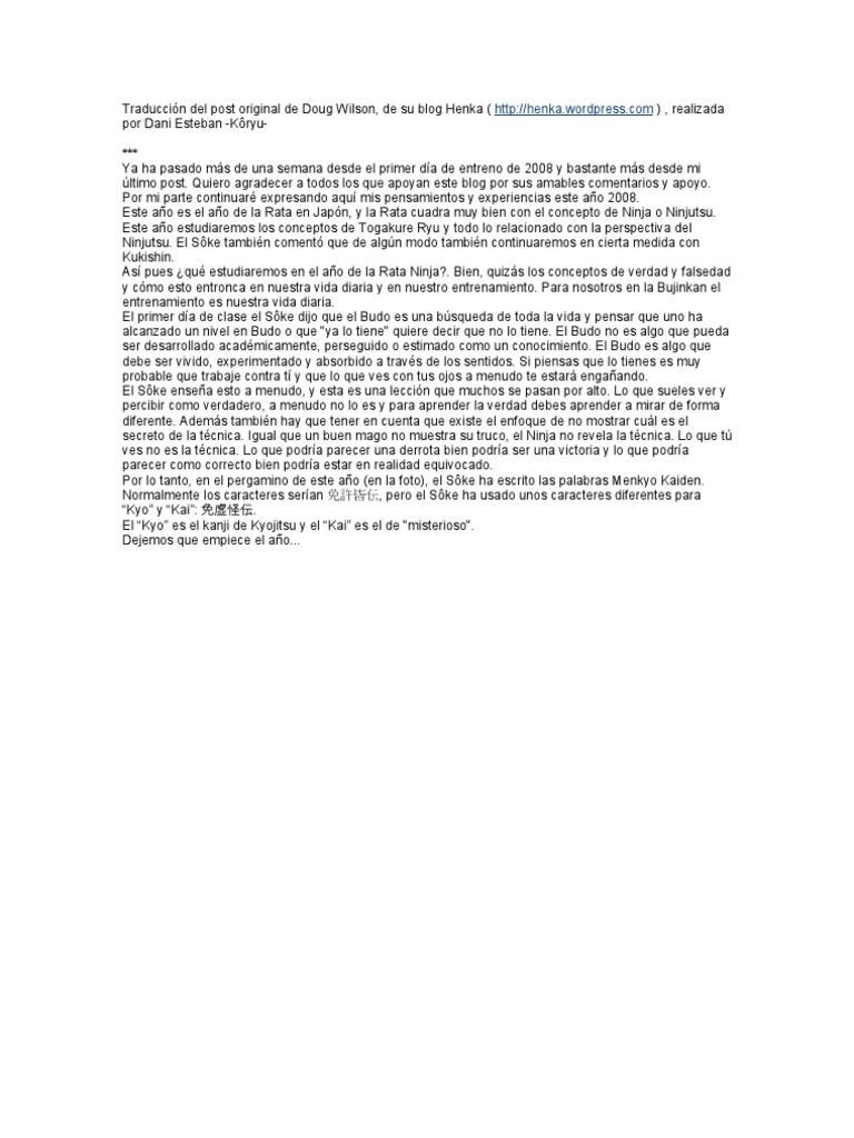 Año de la Rata Ninja: Ninjutsu y Budo | PDF