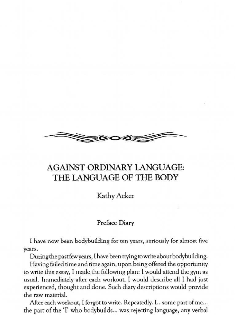 Acker Kathy Against Ordinary Language Language Body | PDF | Muscle ...