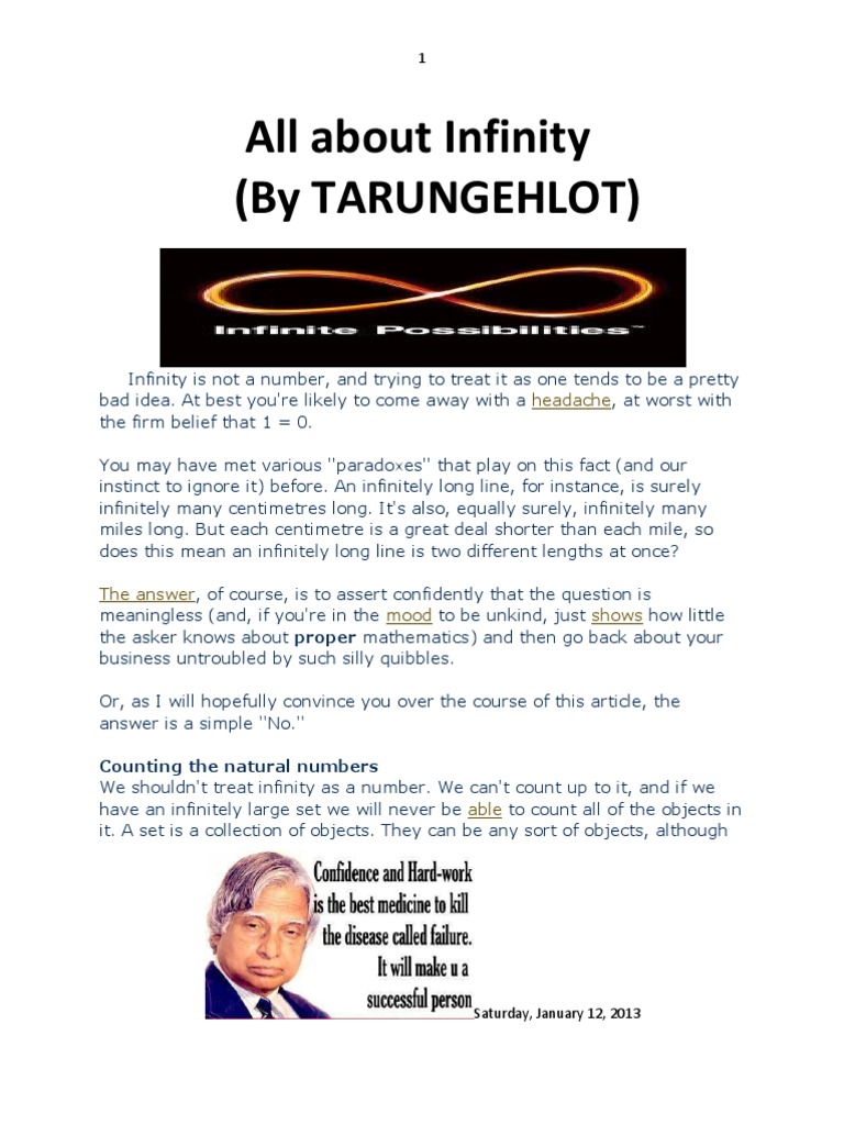 All About Infinity | PDF | Numbers | Natural Number