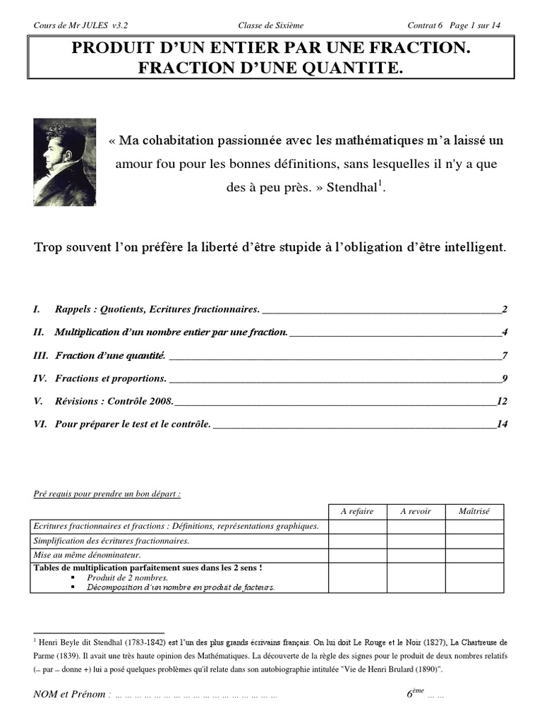 Multiplication de Fractions en 6ème | PDF | Fraction (Mathématiques ...