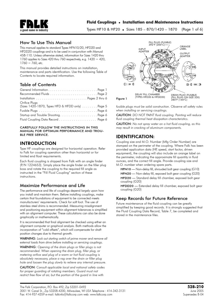 HF Couplings IM-Manual | PDF | Viscosity | Screw