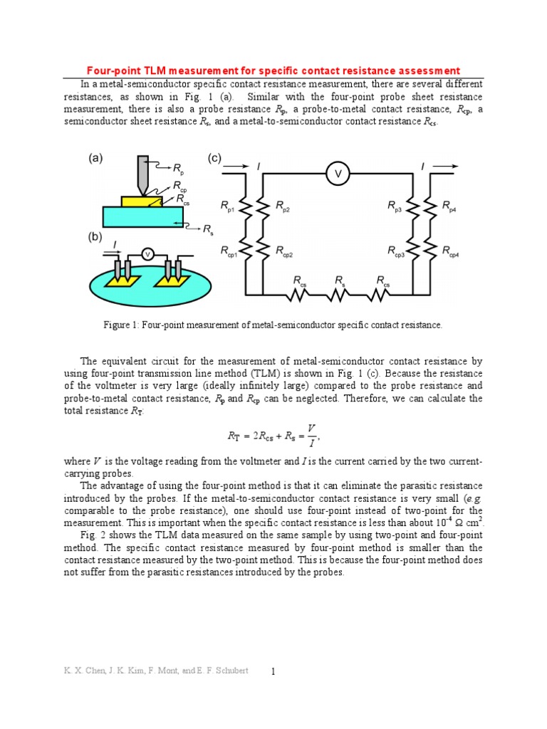 Four-Point TLM Measurement For Specific Contact Resistance Assessment | PDF