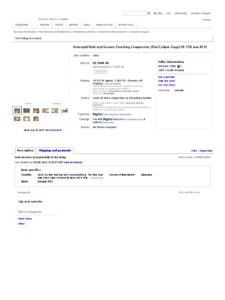 Interapid Hole and Groove Checking Comparator (Dial Caliper Gage) 10 ...