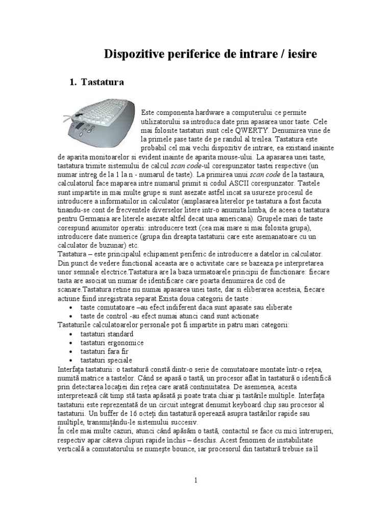 Dispozitive Periferice de Intrare Iesire | PDF