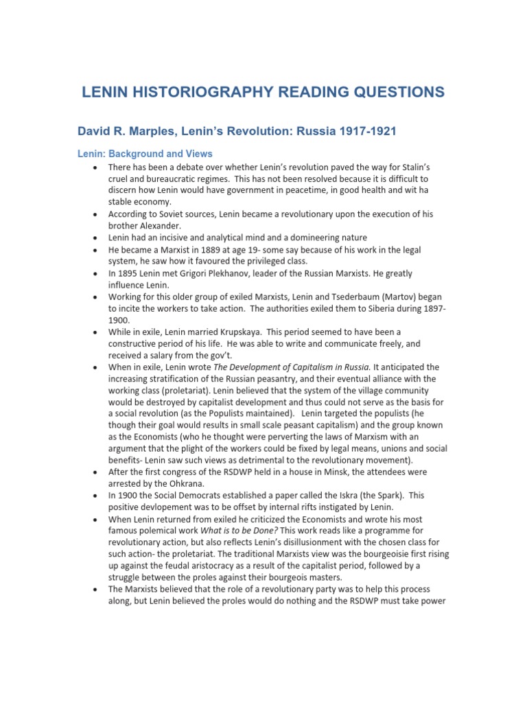 Ib History Russia Lenin Stalin Preview | PDF | Vladimir Lenin | Karl Marx