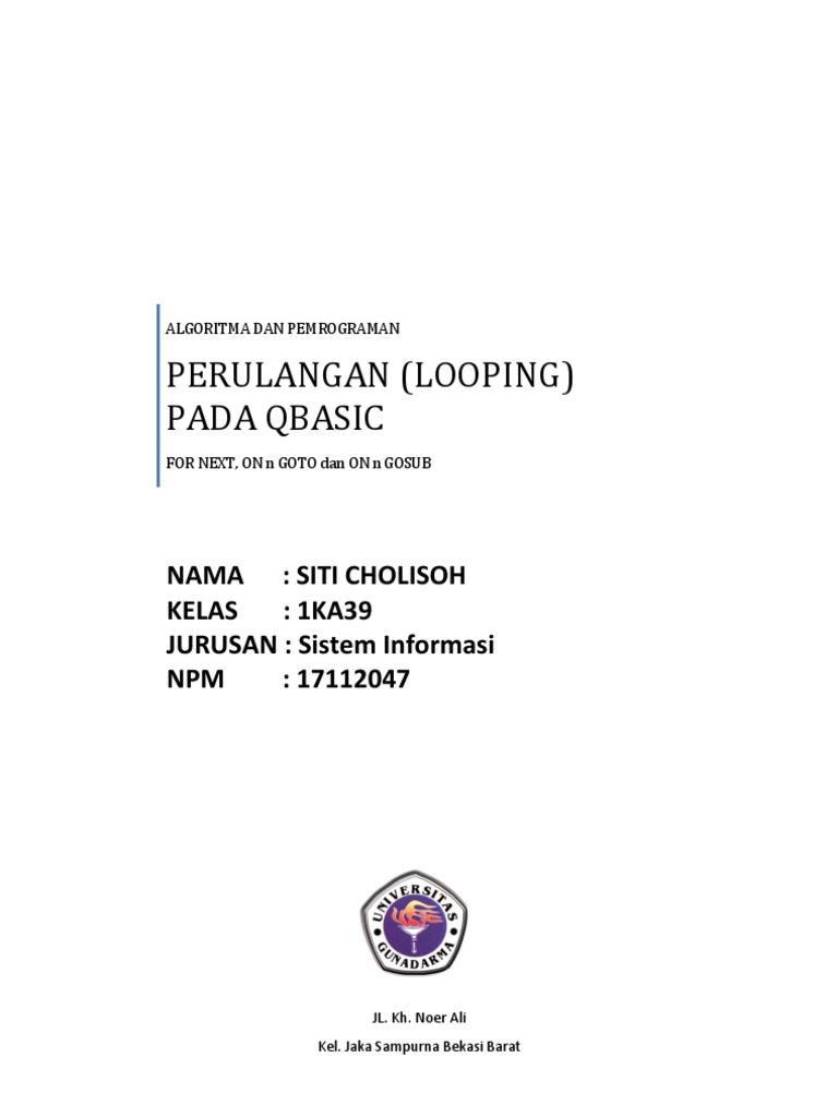 Looping dalam QBasic: FOR NEXT dan ON n GOTO | PDF | Metode & Bahan Ajar | Komputer
