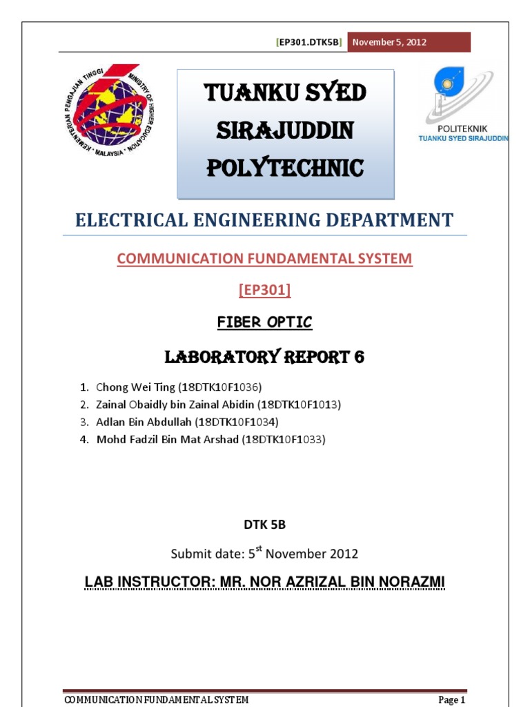 Communication System (Fiber Optic) Report 6 | PDF | Telecommunication ...