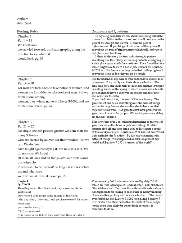 A Journey of Self-Discovery: Notes on Equality-7-2521's Exploration of ...