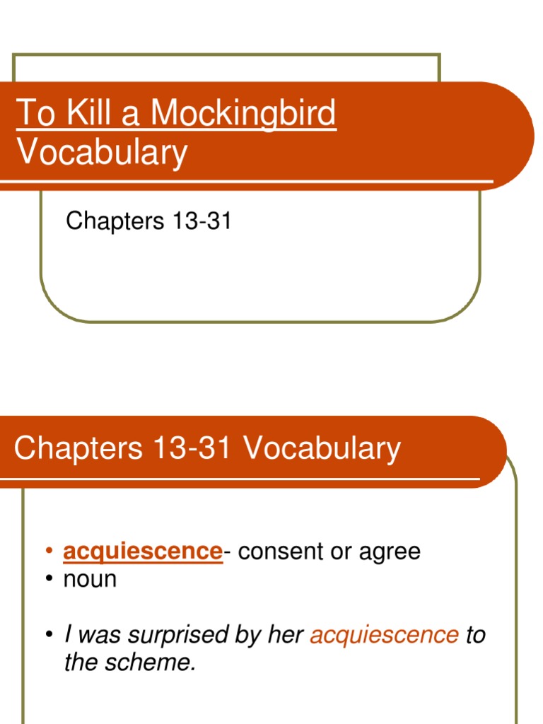 To Kill A Mockingbird Chapter 13-31 Vocabulary | Syntax | Morphology