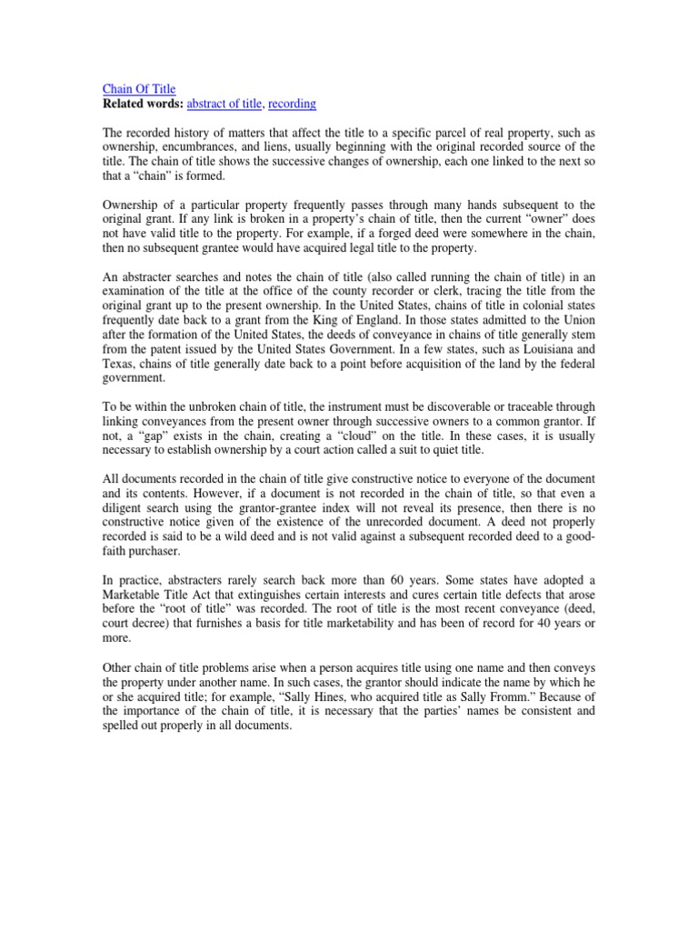 Chain of Title | Deed | Title Insurance