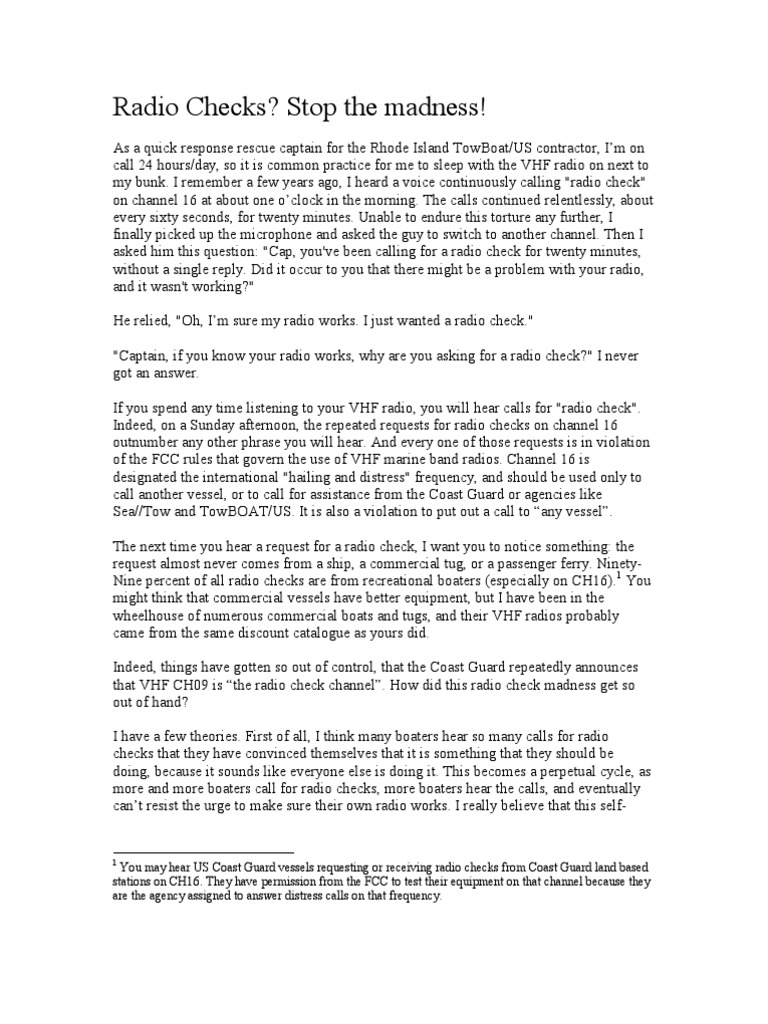 Radio Checks | PDF | Radio | Telecommunications