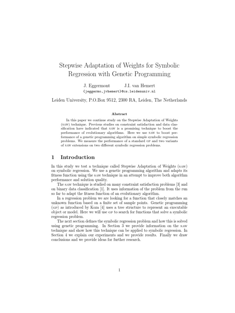 Symbolic Genetic Programming | PDF | Regression Analysis | Statistical Classification