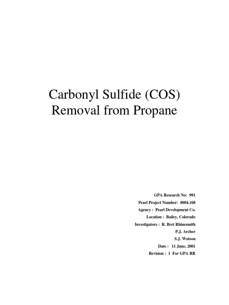 Carbonyl Sulfide (COS) Removal From Propane GPA | PDF | Adsorption ...