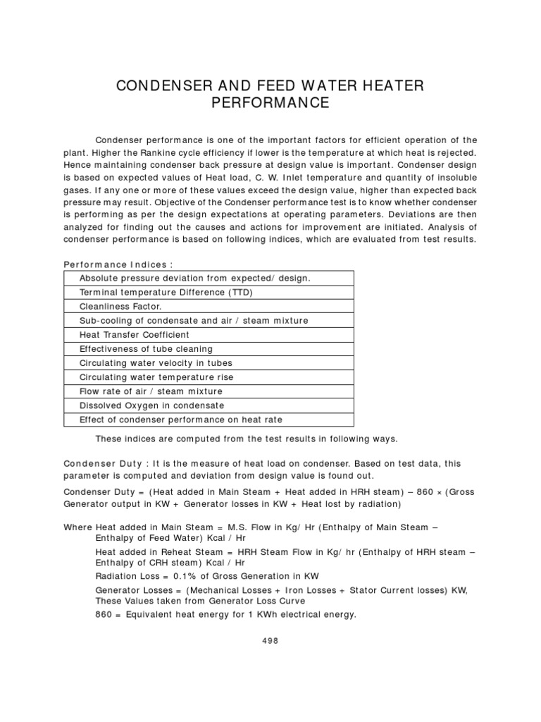 Condenser & Feed Water Heaters | PDF | Technology & Engineering