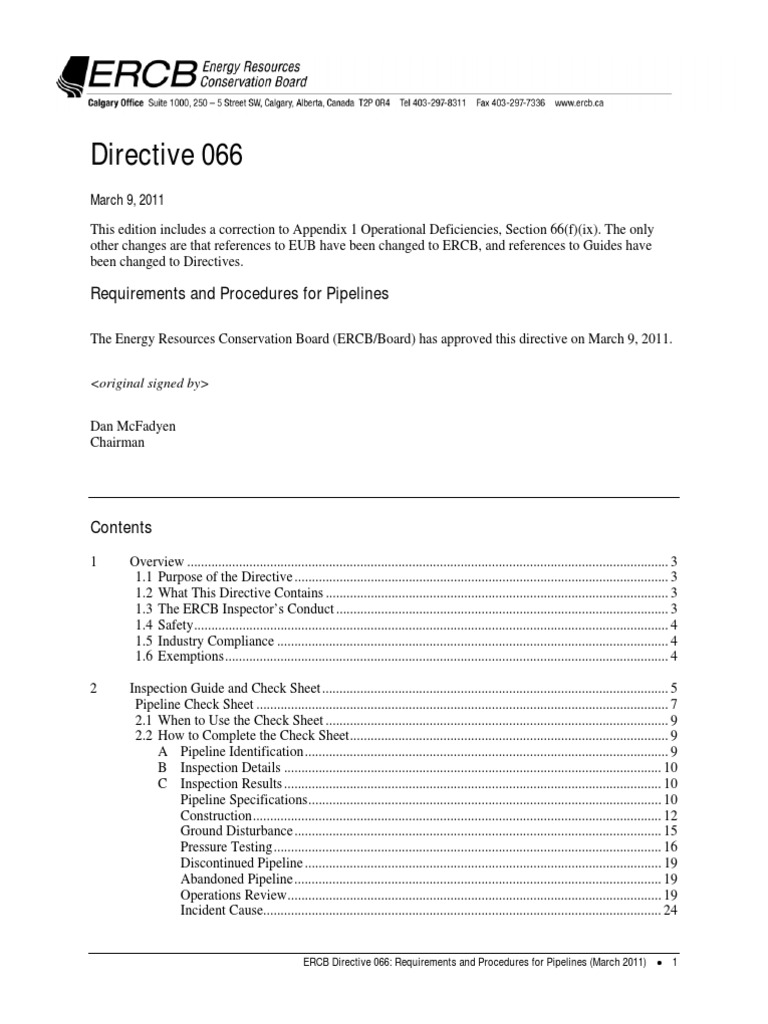 ERCB - Requirments and Procedures For Pipelines PDF | PDF | Pipeline ...
