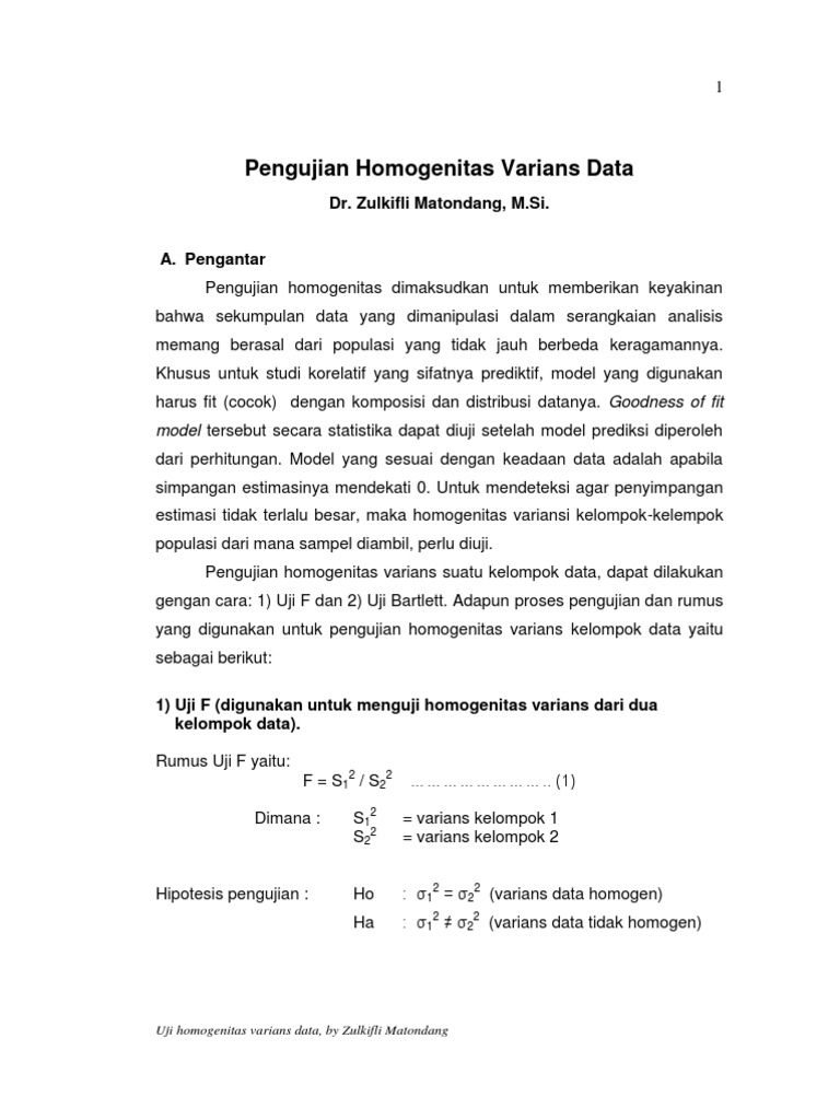Uji Homogenitas | PDF