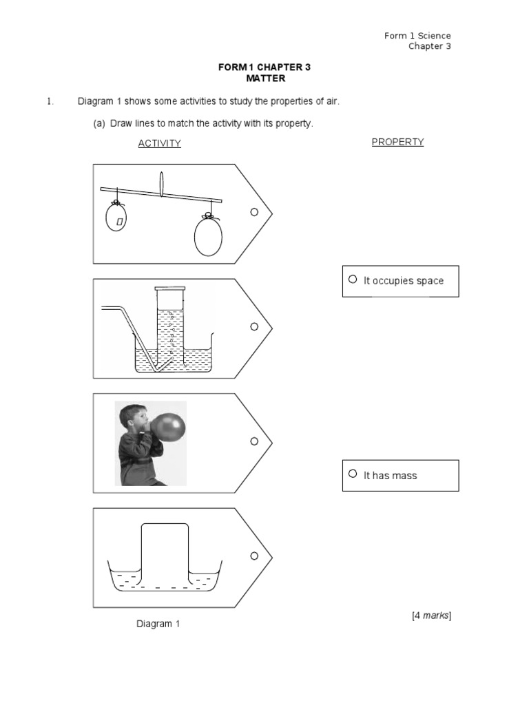 Soalan Science Tingkatan 1 | PDF | Matter | Diagram