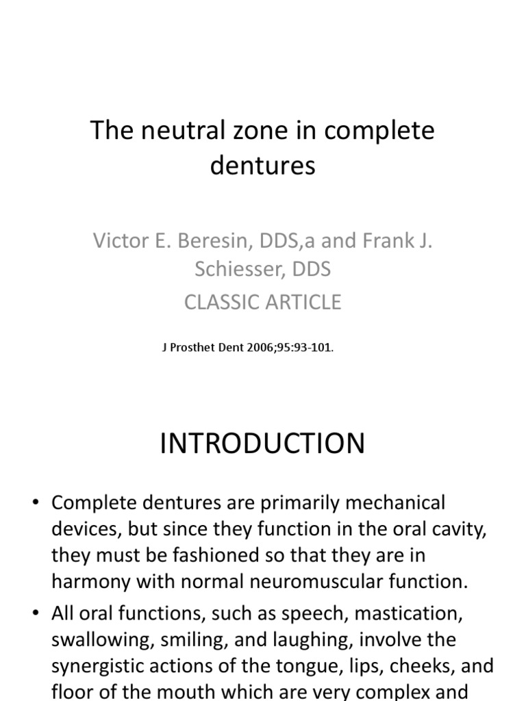 Neutral Zone in Denture Design | PDF | Dentures | Human Tooth