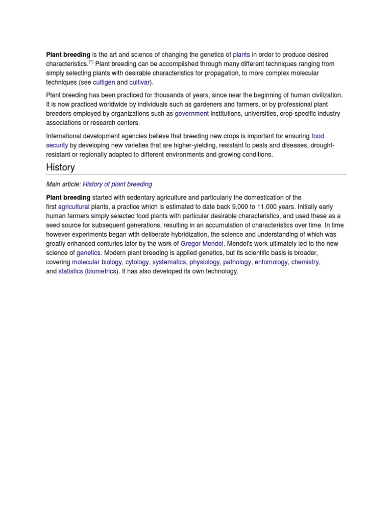 Overview of Plant Breeding Techniques | PDF
