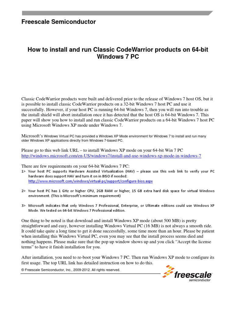 Codewarrior 6.3 en Windows 7 64bits | PDF | Windows 7 | Microsoft Windows