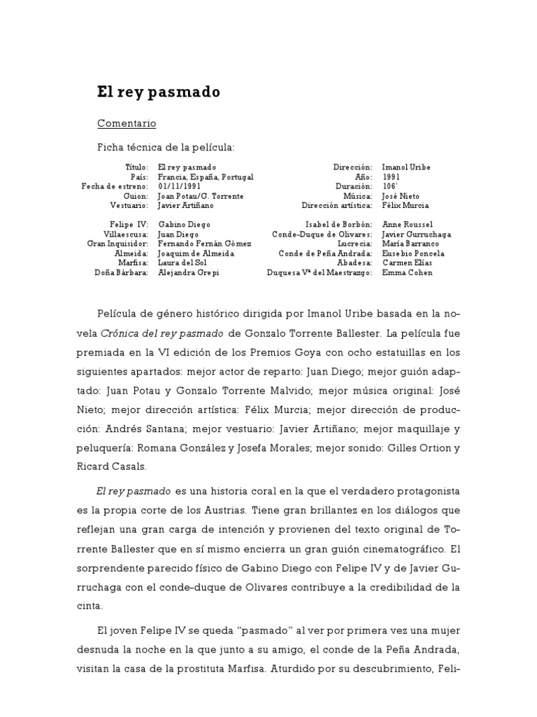 El Rey Pasmado | PDF