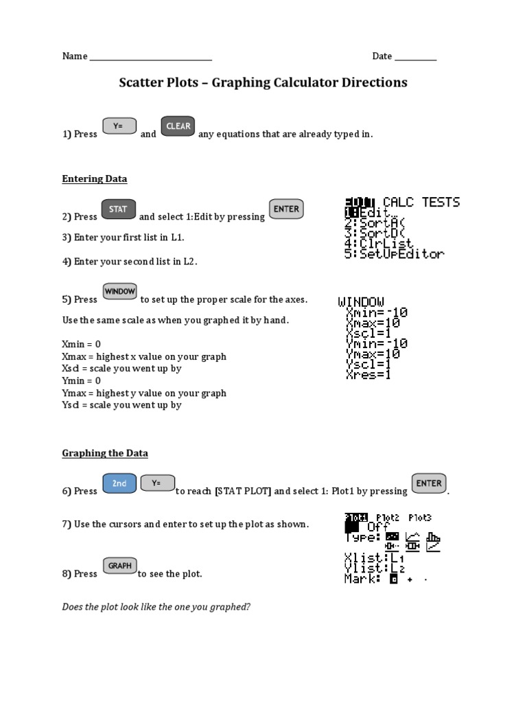 Scatter Plot Graphing Calculator Guide | PDF