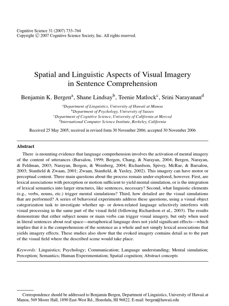 Visual Linguistics | PDF | Mental Image | Embodied Cognition