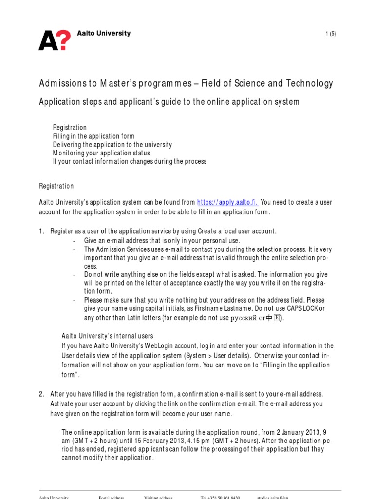 Application Steps 2013 English Technology | PDF | Email Address | Post Office Box