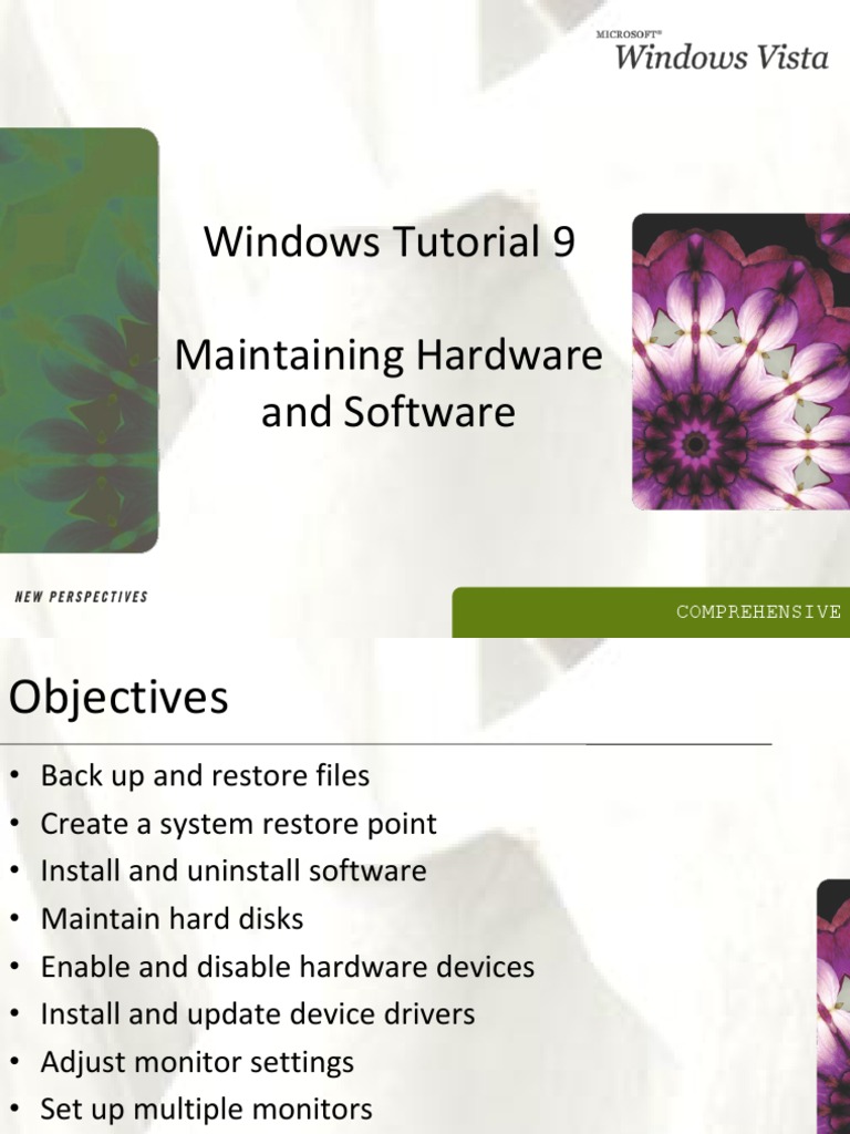 Windows Tutorial 9 Maintaining Hardware and Software: Comprehensive ...