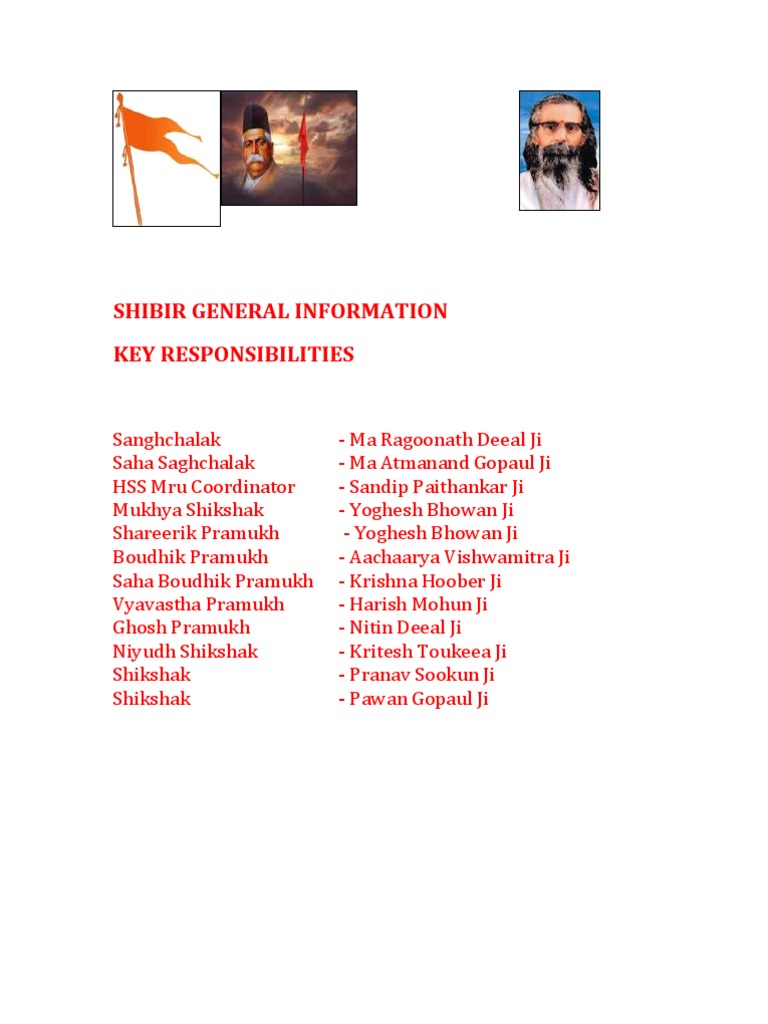 Shibir General Information Key Responsibilities | Download Free PDF ...
