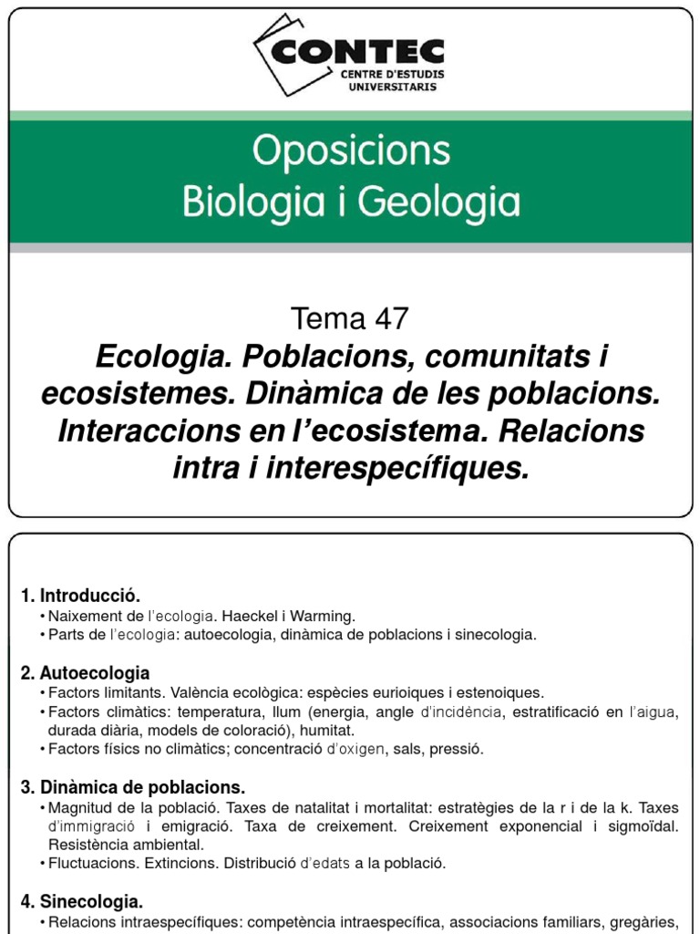 Tema 47 - Ecologia | PDF